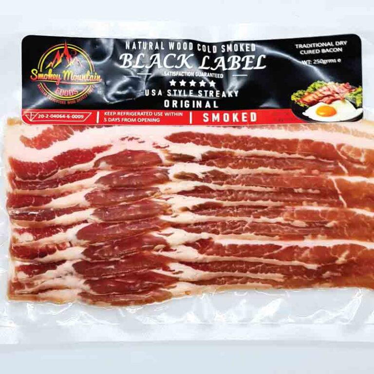 Streaky Smoked Bacon | Black Label – Dry Cured, 250g e | Smokey ...